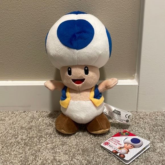 Nintendo | Toys | Super Mario Blue Toad Plush | Poshmark